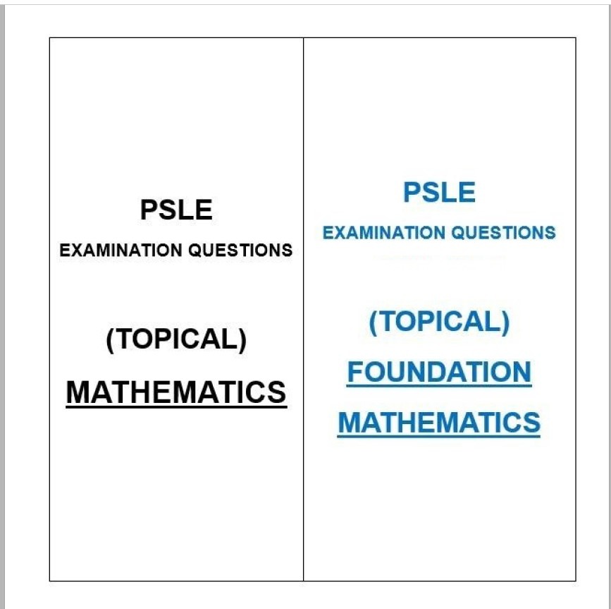PSLE Math / Foundation Math Topical / Standard Maths / P6 / Primary 6 ...