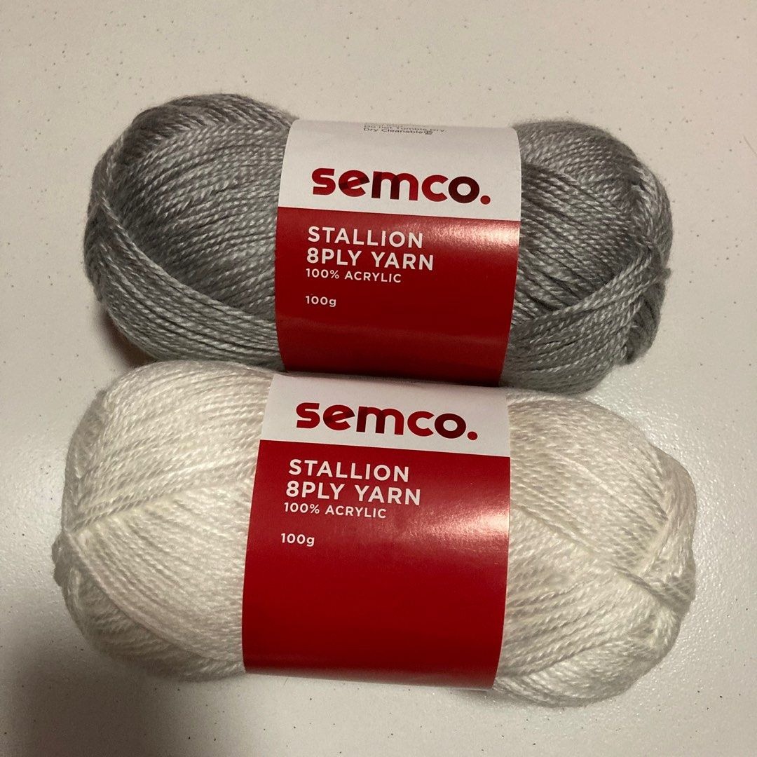 Semco Stallion 8 Ply Yarn - Silver / White, Hobbies & Toys, Stationery ...