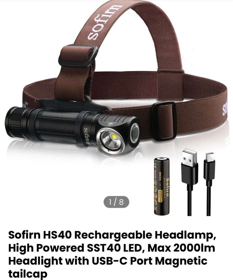 Sofirn HS40 Rechargeable Headlamp, High Powered SST40 LED, Max 2000lm ...