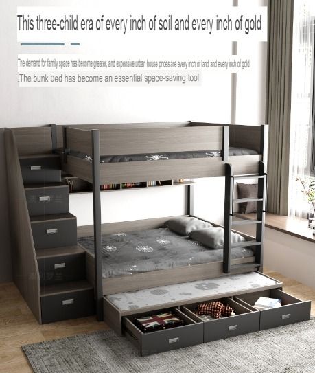 Solid wood bunk bed two-story bunk bed children's bunk bed two-story ...