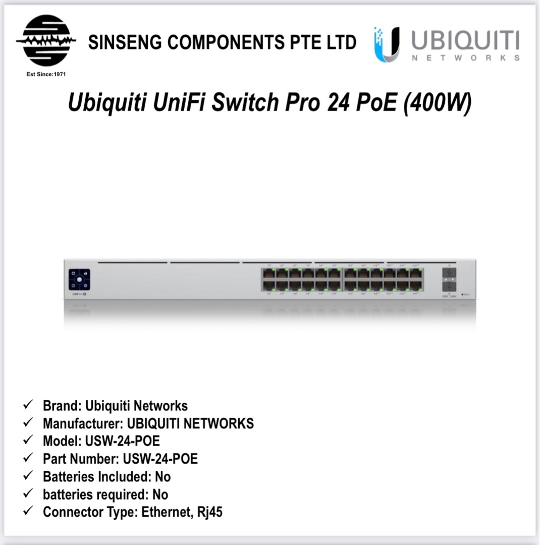 Ubiquiti Pro 24 Port UniFi Pro Series 24 Port PoE Switch Gen2 UniFi L3 ...