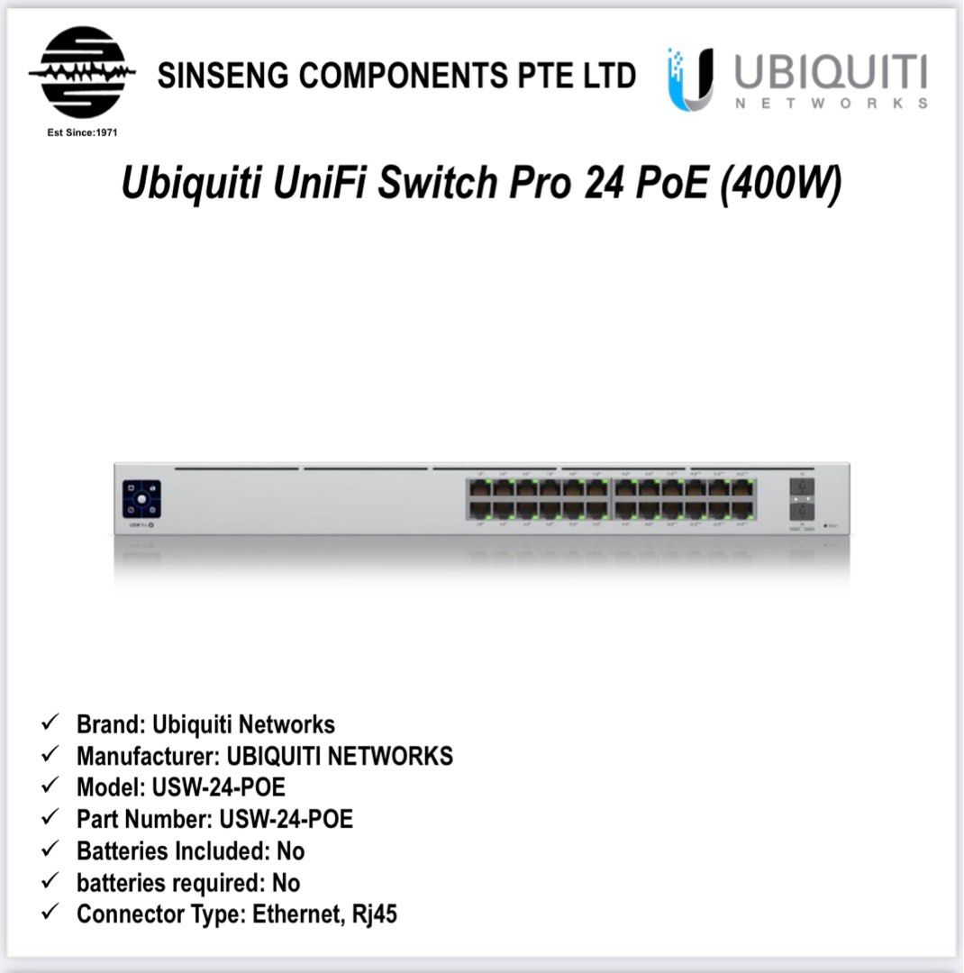 Ubiquiti Pro 24 Port UniFi Pro Series 24 Port PoE Switch Gen2 UniFi L3 ...