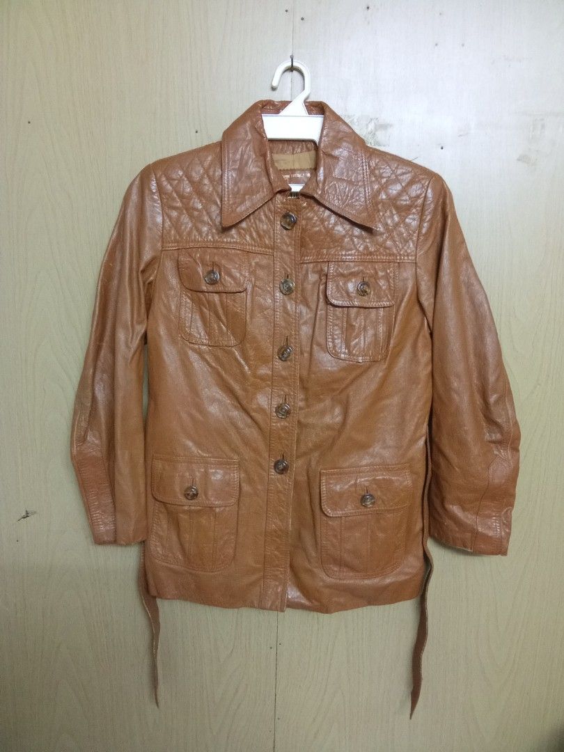 Vintage 70s Montgomery Ward Leather Bush Jacket, Men's Fashion, Coats ...