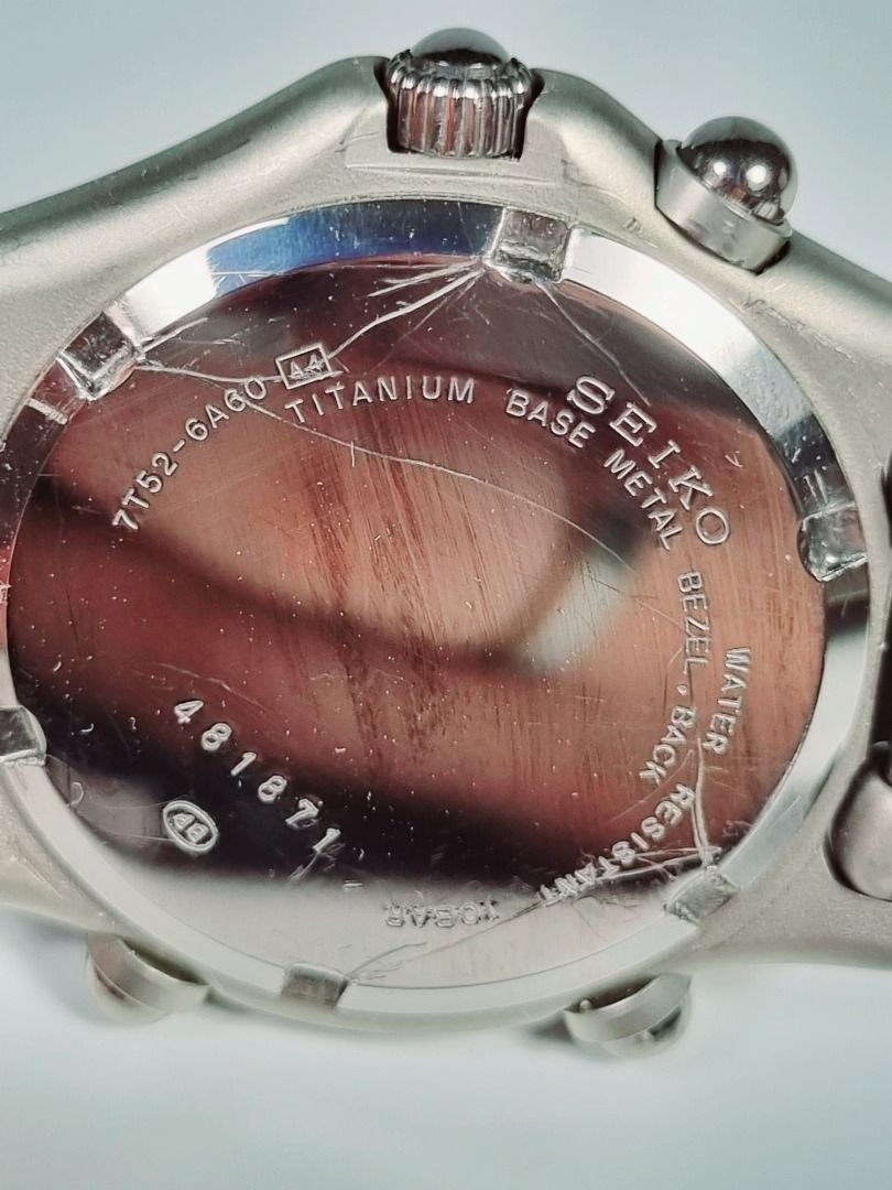 Vintage Seiko Titanium 1/100 Sec Chronograph Quartz Men's Watch Ref. 7T52-6A60, Men's Fashion ...