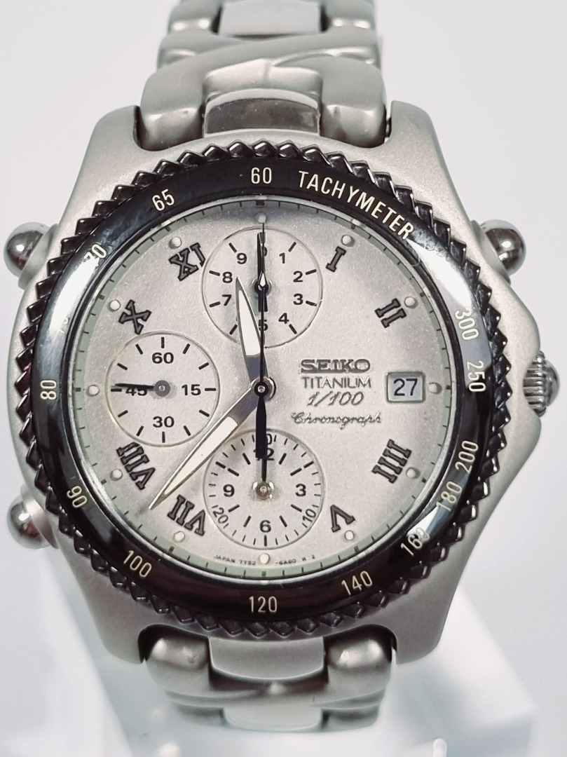 Vintage Seiko Titanium 1/100 Sec Chronograph Quartz Men's Watch Ref ...