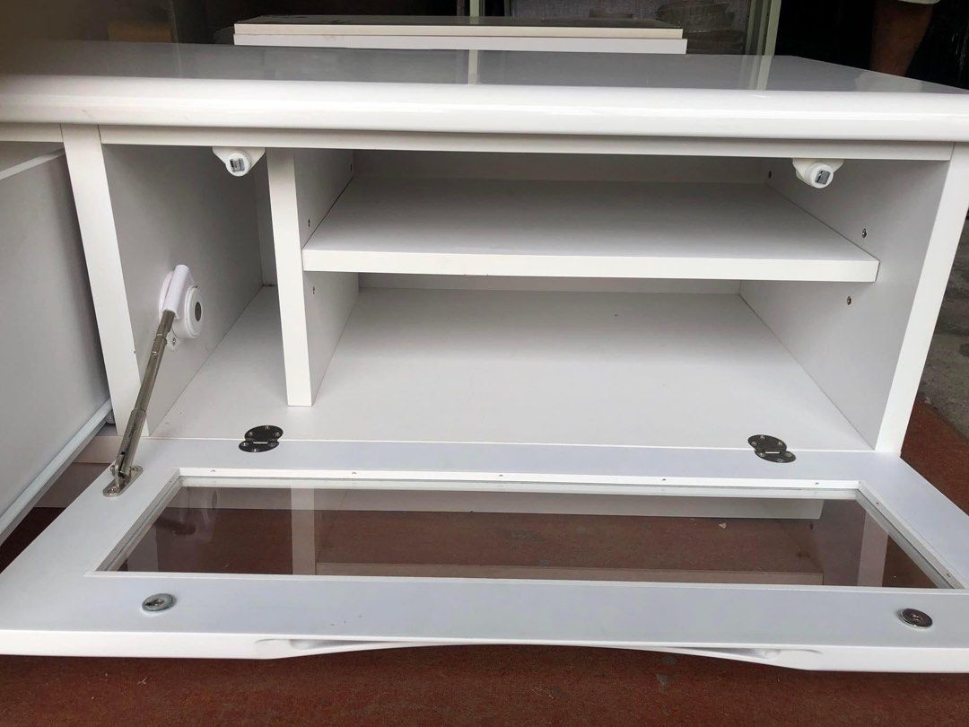 White duco finish tv rack, Furniture & Home Living, Furniture, TV ...