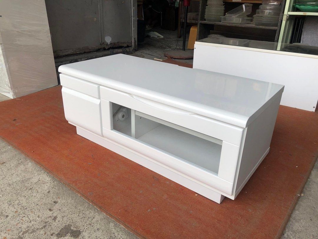 White duco finish tv rack, Furniture & Home Living, Furniture, TV ...
