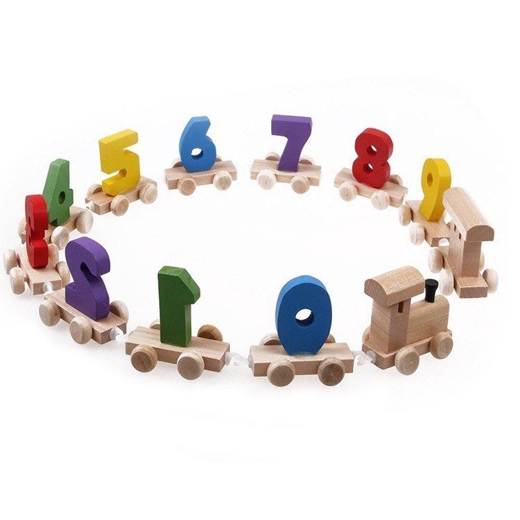 Wooden Montessori Number Digits Toy Train, Babies & Kids, Infant ...