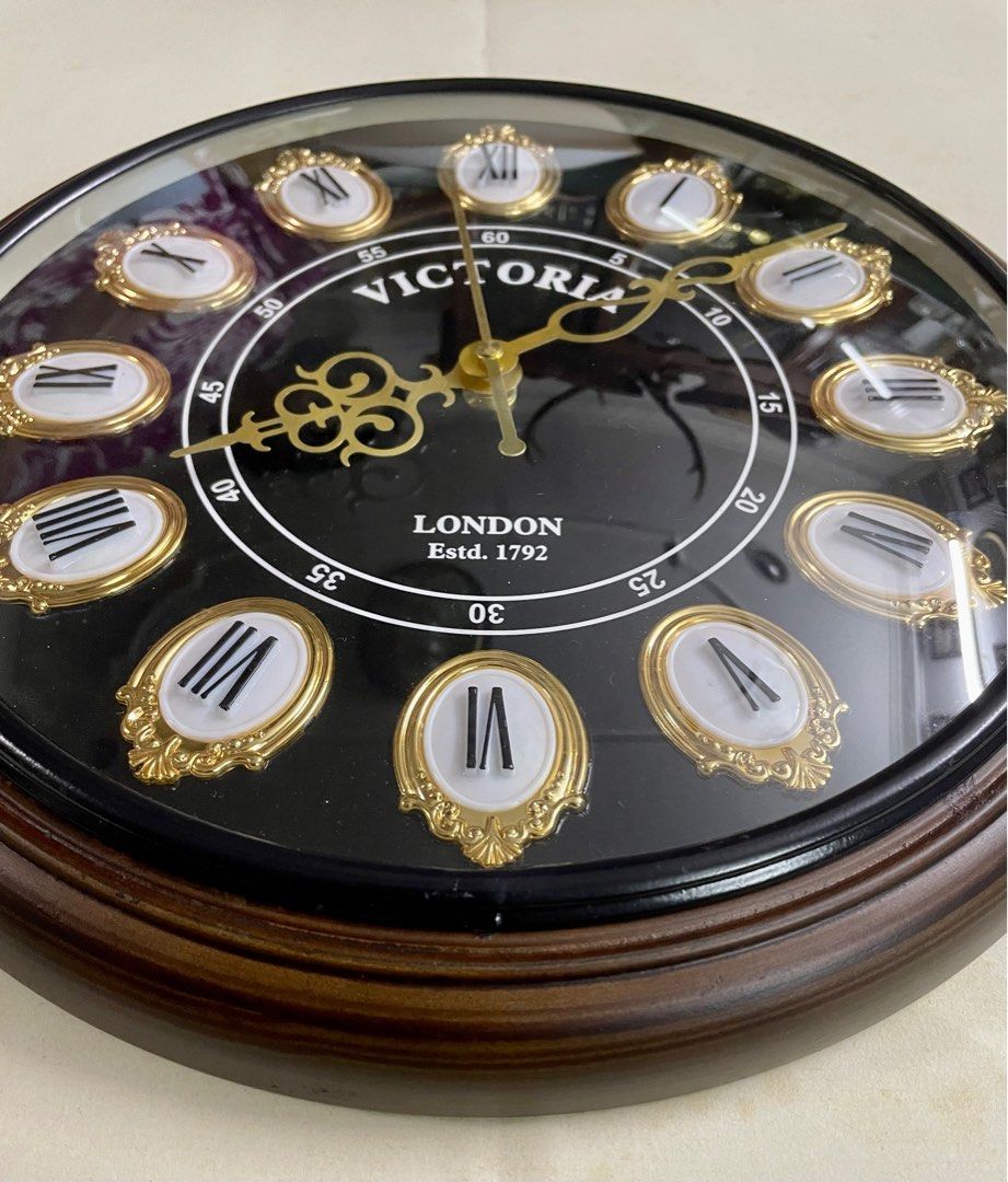Victoria London Wooden Wall Clock Quartz Antique Style Design Roman ...