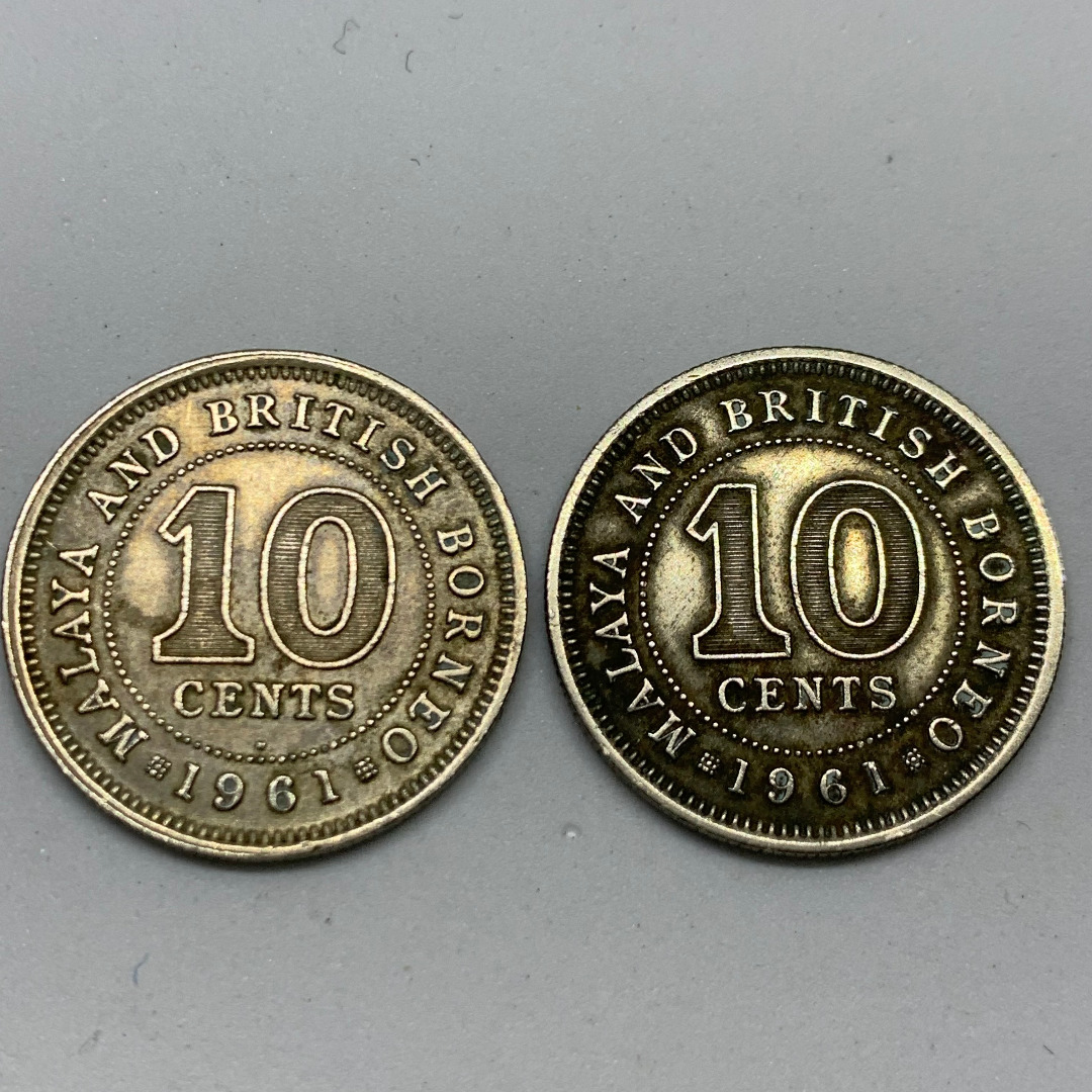 1961 & 1961H Malaya and British Borneo 10cents Queen Elizabeth II, Hobbies & Toys, Memorabilia ...