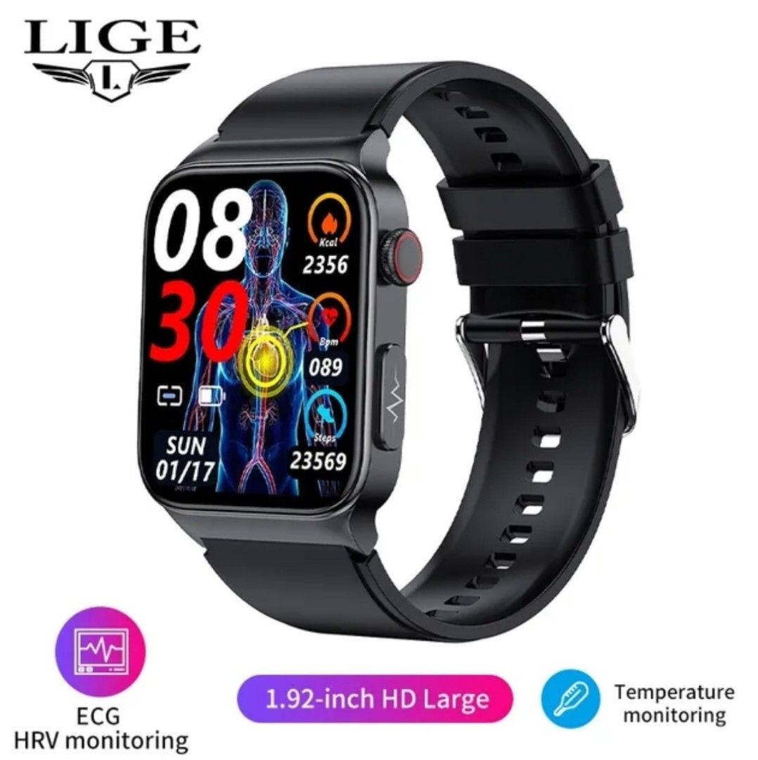 2023 New Blood Glucose Monitor Health Smart Watch Men ECG+PPG Blood Pressure Measurement IP67 ...