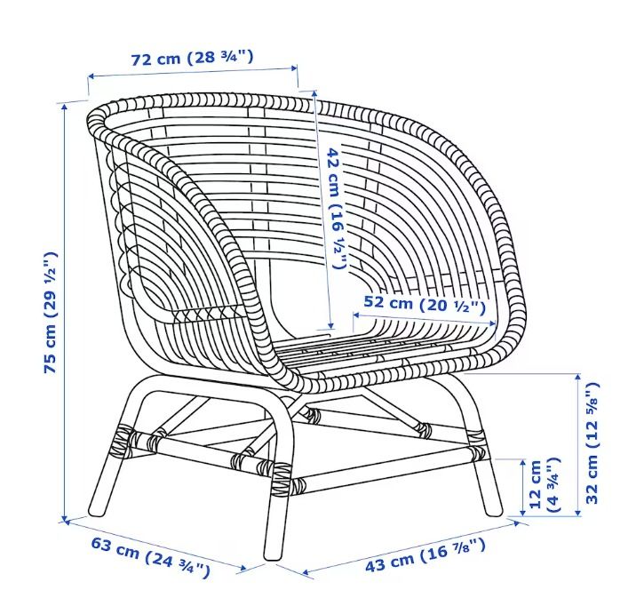 2 IKEA BUSKBO rattan Armchair + 4 cushions, Furniture & Home Living ...