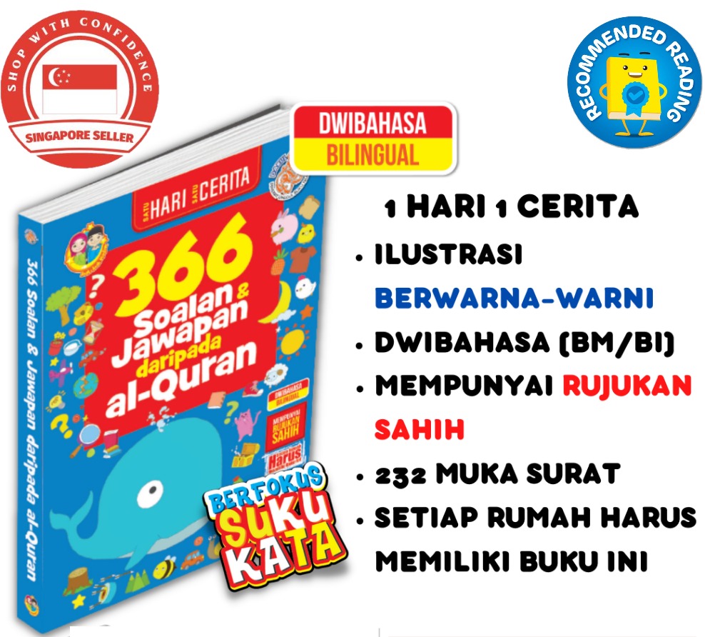 366 SOALAN & JAWAPAN DARIPADA AL-QURAN-1 Hari 1 Cerita-Buku Membaca-Suku Kata-Kanak (ENGLISH ...