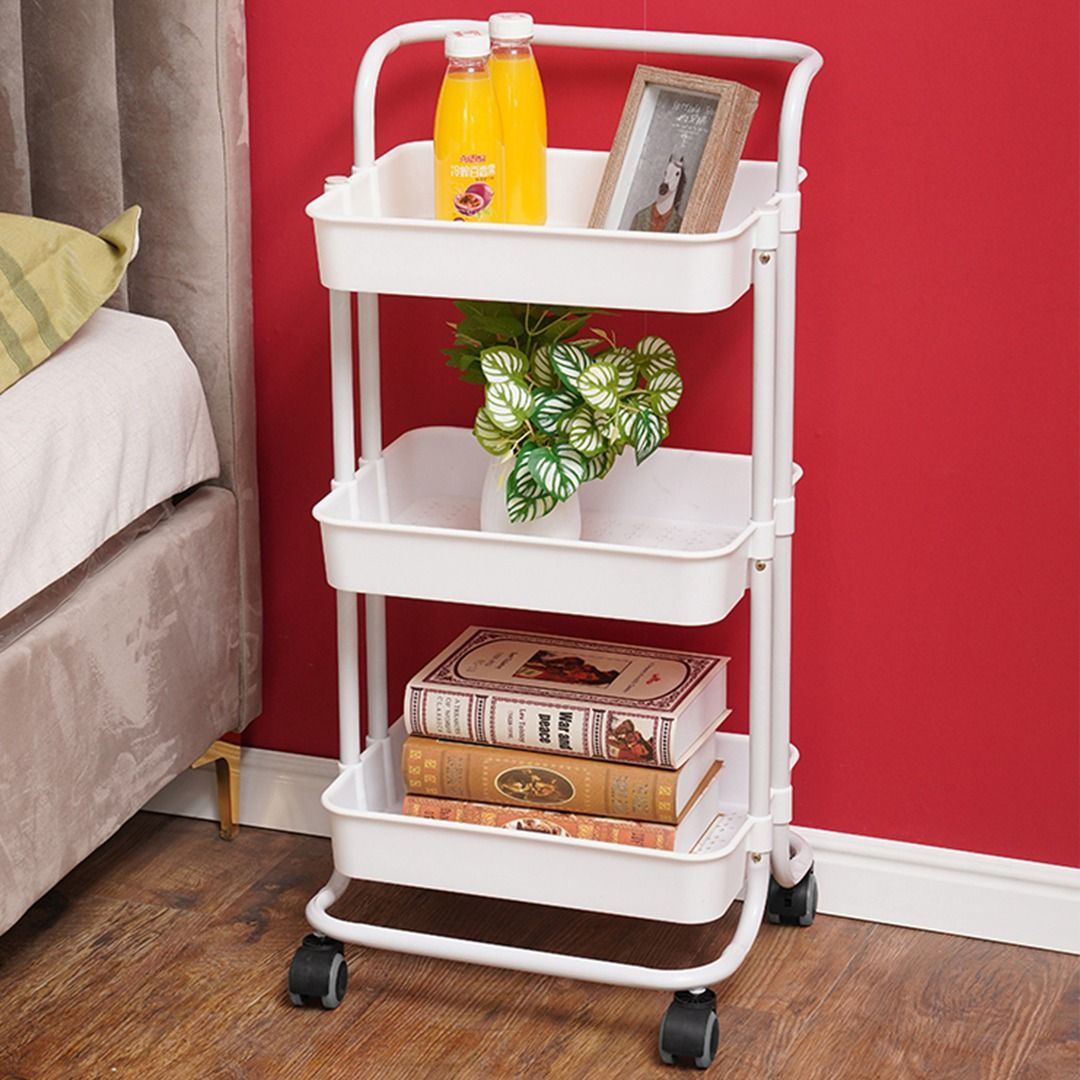 3 TIER WHITE TROLLEY CART, Furniture & Home Living, Furniture, Shelves ...