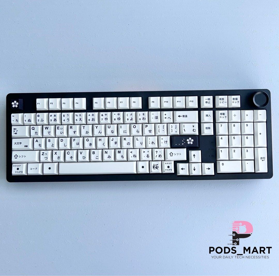 96% custom mechanical keyboard (Black flower keycaps), Computers & Tech ...