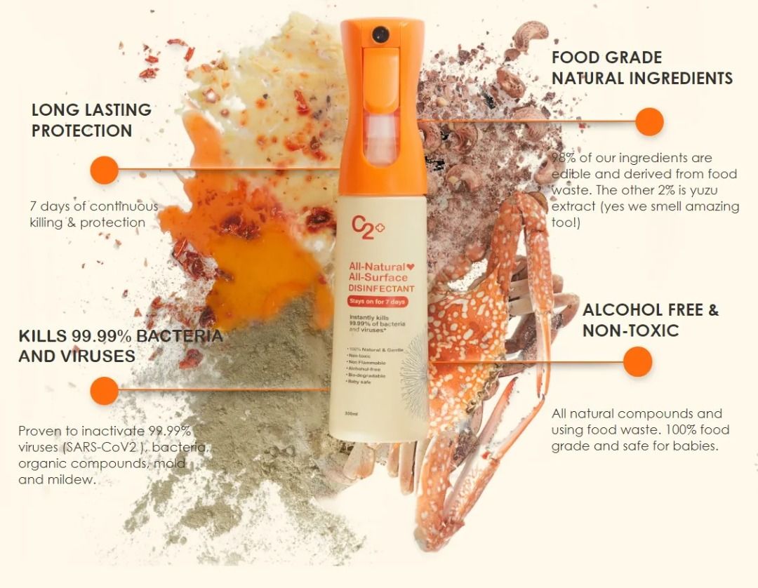 [ Made in Singapore ] C2+ All Surface Disinfectant Spray,100% Plant ...