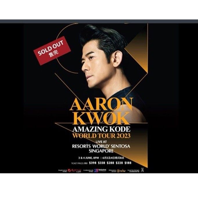 ORIGINAL PRICE AARON KWOK CONCERT, Tickets & Vouchers, Event Tickets on Carousell