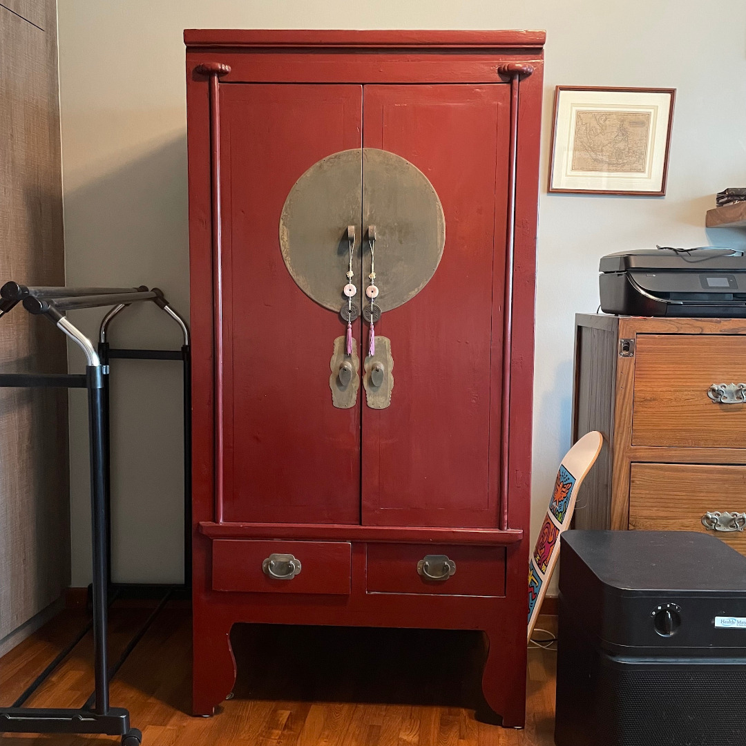 Antique Red Wardrobe with Jade Tassels, Furniture & Home Living ...