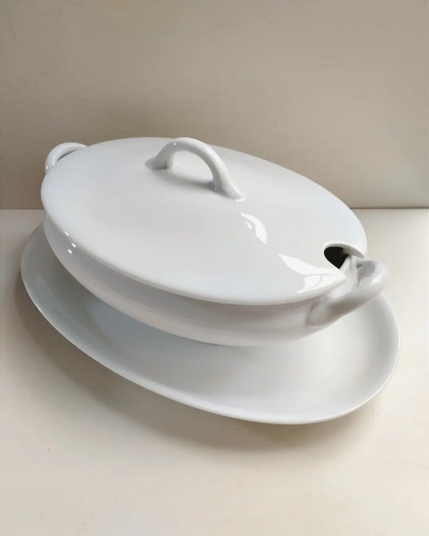 Antique White Ironstone Tureen with Attached Base & Lid, Antik ...