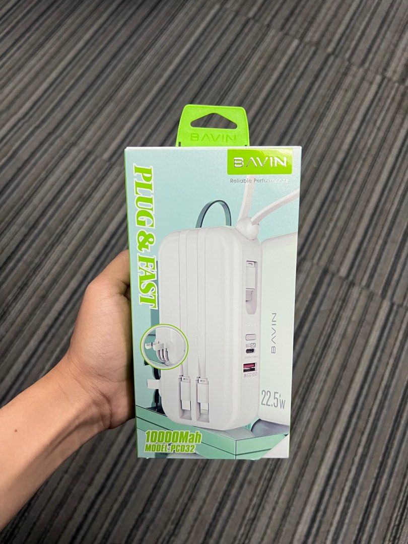 Authentic BAVIN 10,000 MAH Powerbank Brand New with Built-In Plug and ...