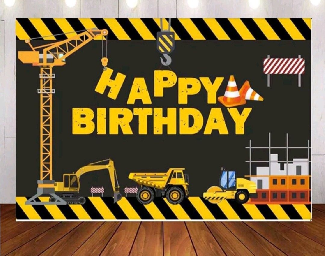 BIG EXCAVATOR HAPPY BIRTHDAY BACKDROP BANNER, Hobbies & Toys ...