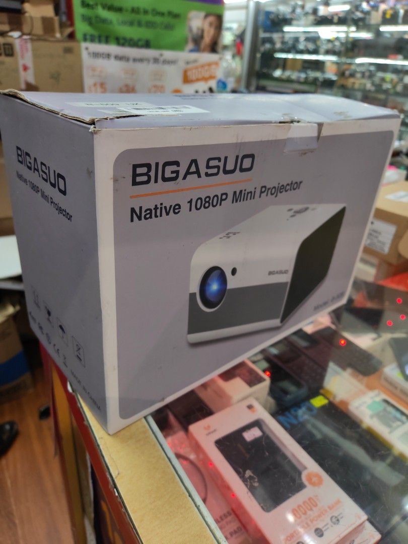 BIGASUO Outdoor Movie Projector Bluetooth 5.0/Native 1080P Projectors ...