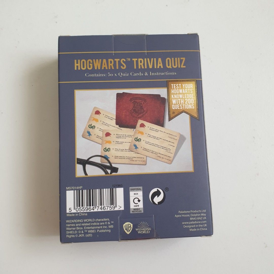 New Wizarding World Harry Potter Hogwarts Trivia Quiz 50 Quiz Cards ...