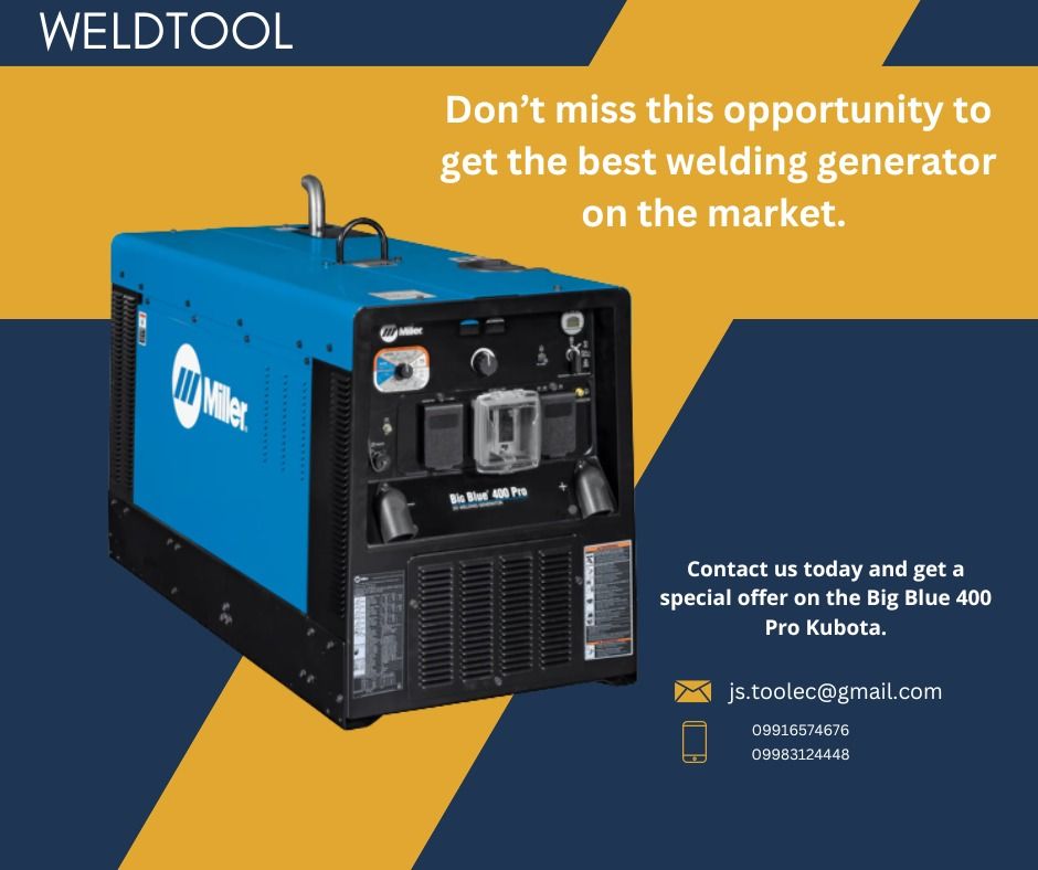Brand New!!Miller Big Blue 400 Pro Welding Machine with Kubota Diesel Engine, Commercial ...