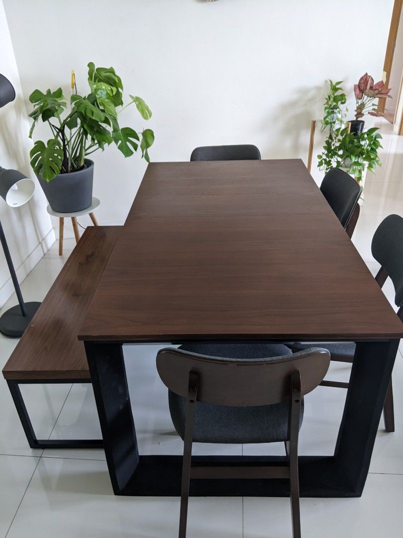Castlery extendable dining table + 1 bench, Furniture & Home Living ...