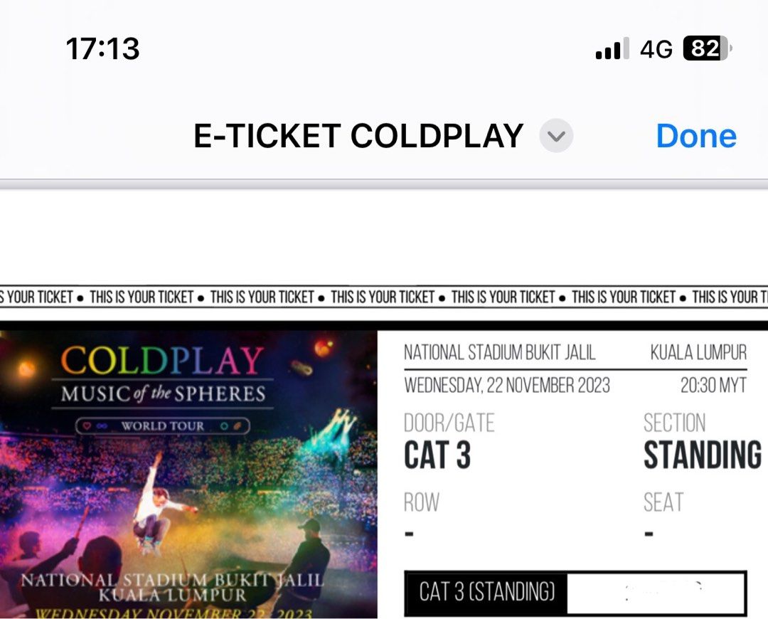 Coldplay in KL 2023 (Cat 3 Standing Ticket) x 2, Tickets & Vouchers ...