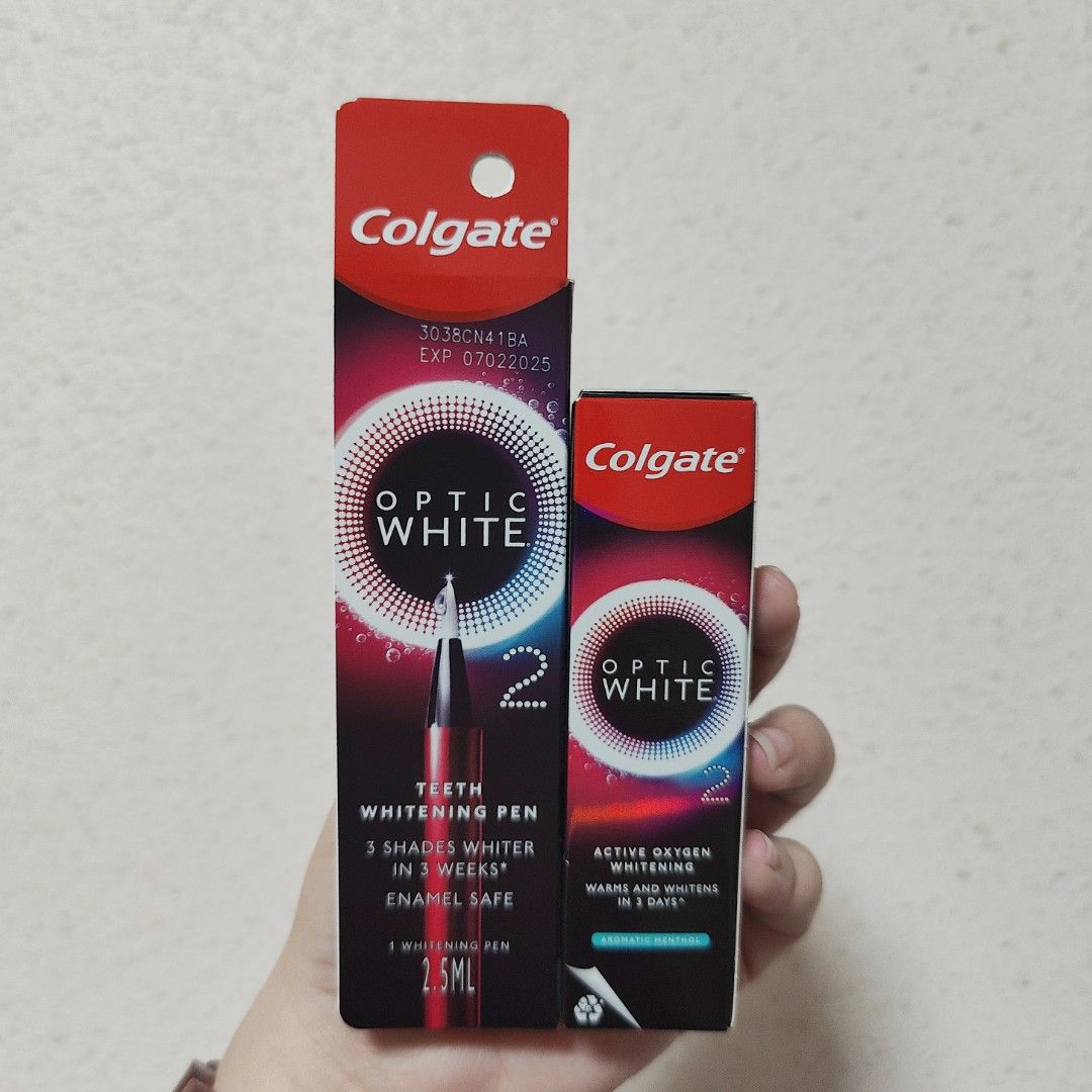 Colgate Optic White O2 Teeth Whitening Pen + Free Colgate Optic Toothpaste, Beauty & Personal ...
