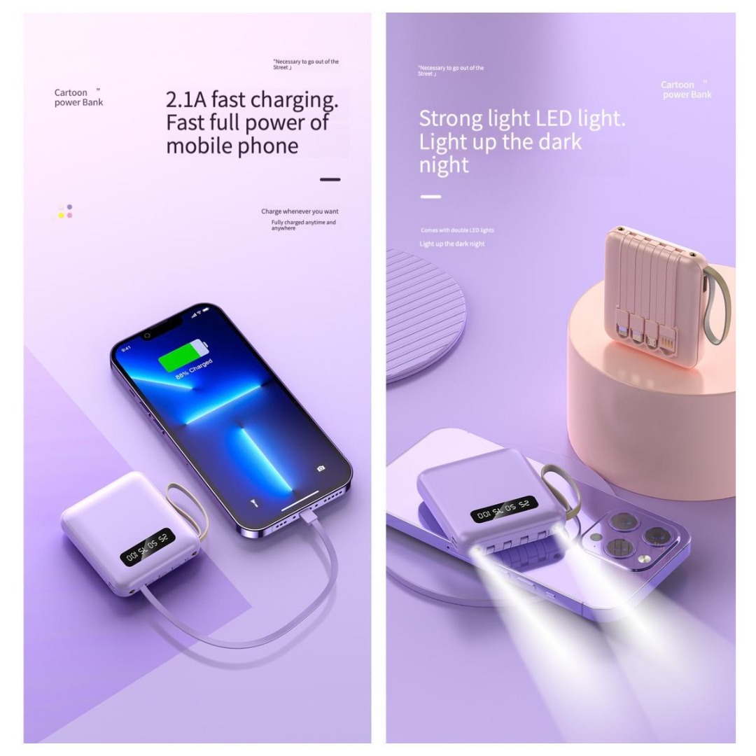 ultra light weight /Detachable wire mini power bank 10000mah/ 20000mah ...