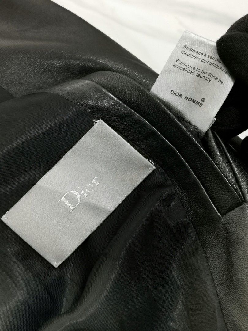 Dior Homme by Hedi Slimane Black Leather Jacket, Luxury, Apparel on Carousell