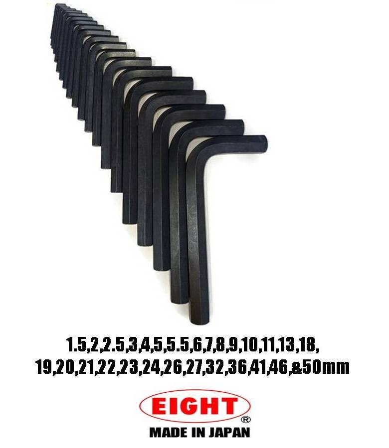 Eight Black Hexagon Allen Key 1.5,2,2.5,3,4,5,&5.5mm Made in Japan ...
