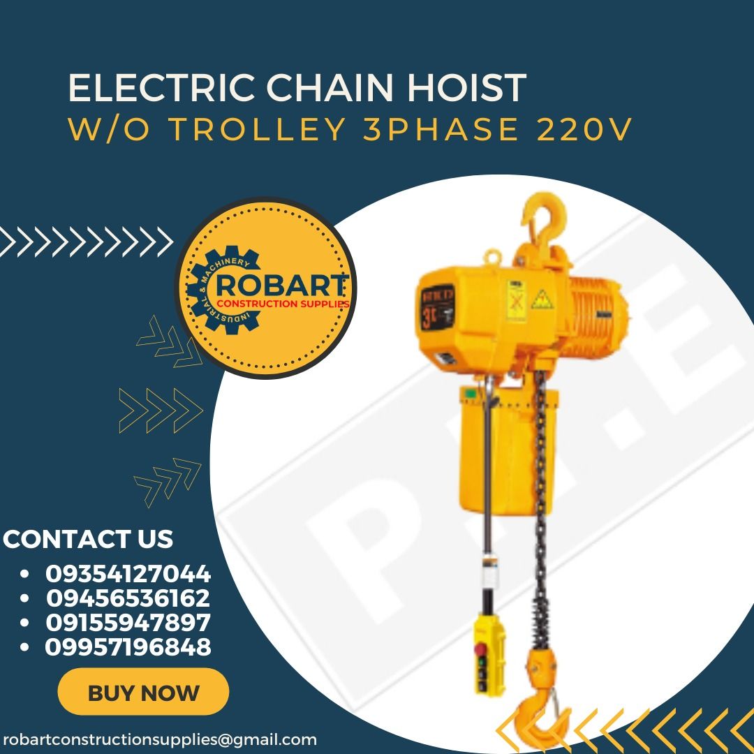 ELECTRIC CHAIN HOIST W/O TROLLEY 3 PHASE 220 VOLTS, Commercial ...