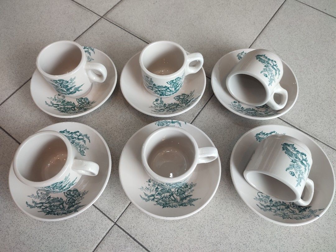Extra Thick Kopitiam Cup & Saucer Old Town 6+6pc, Furniture & Home ...