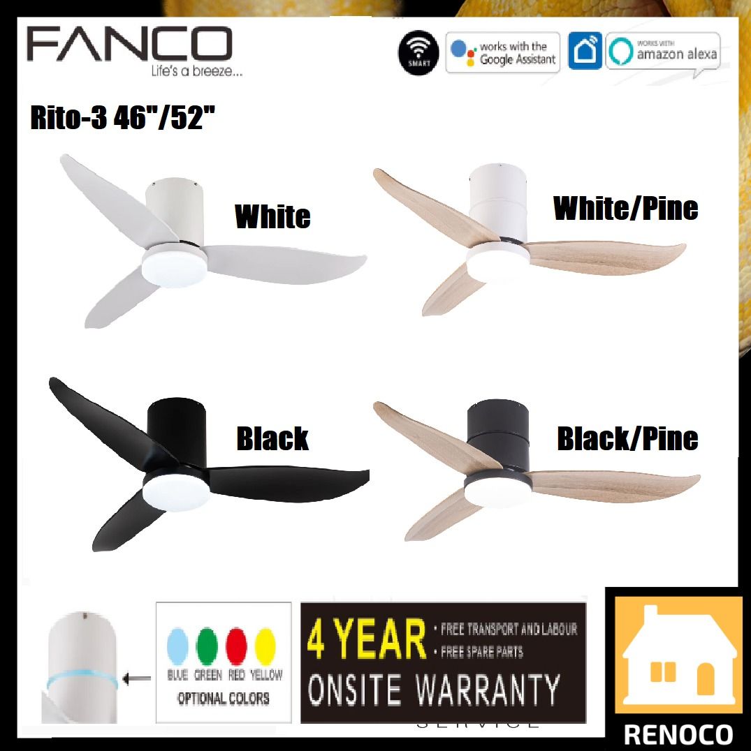 (Climate vouchers accepted here) Fanco Rito-3 Hugger ceiling fan ...