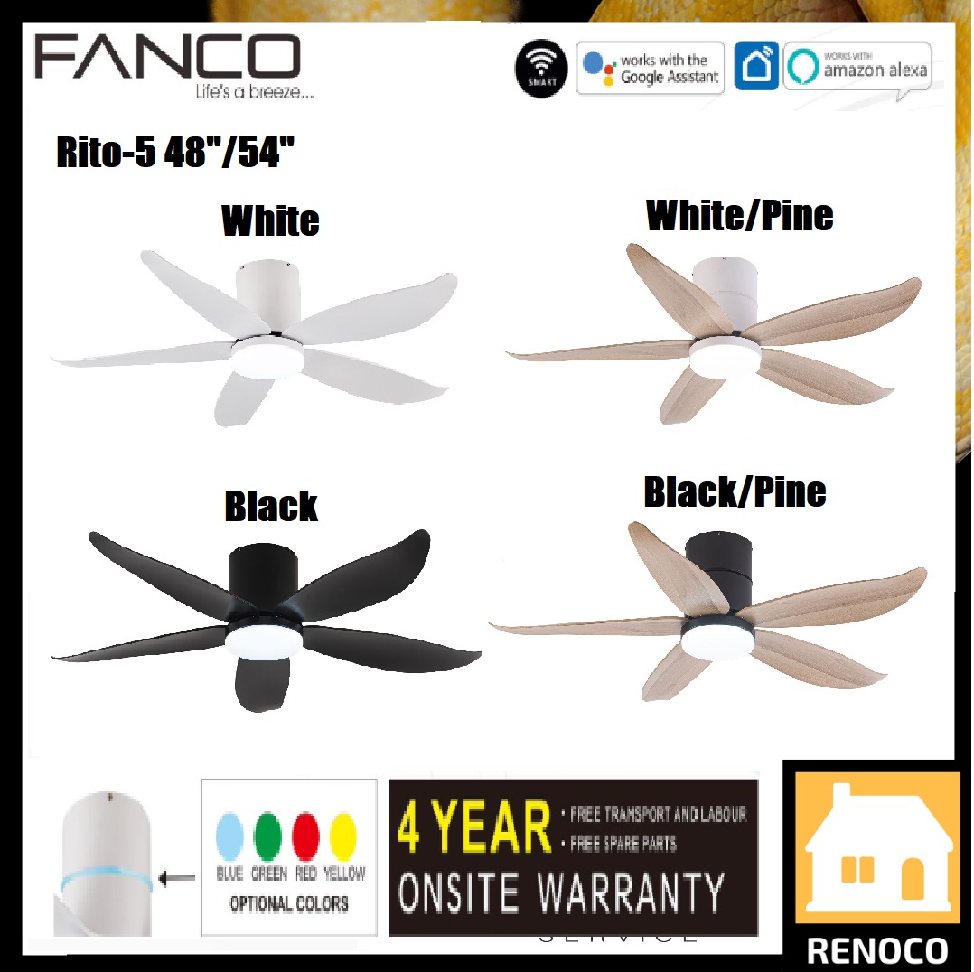 Fanco Rito-5 Hugger ceiling fan, Furniture & Home Living, Lighting ...