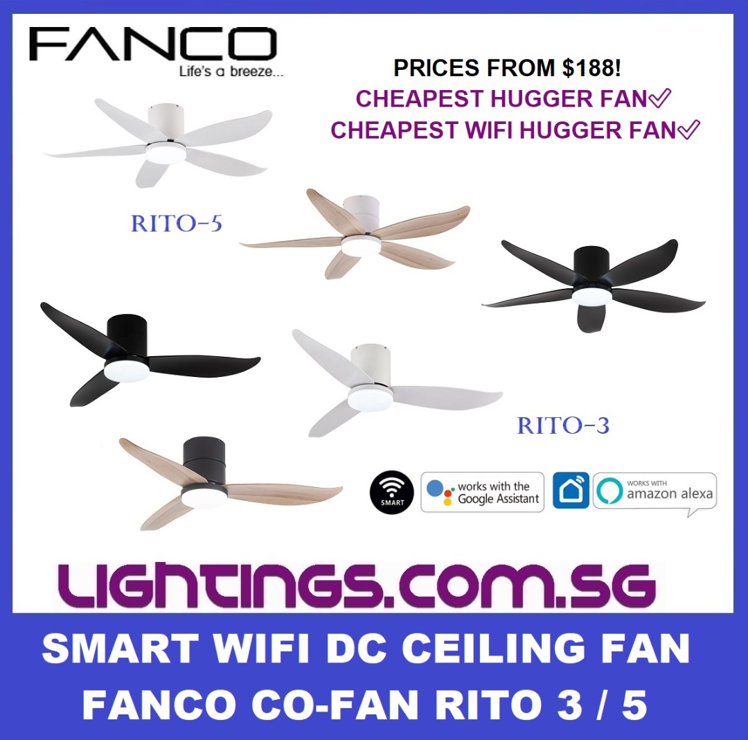 FANCO RITO 3 / 5 - SMART WIFI DC CEILING FAN, Furniture & Home Living ...