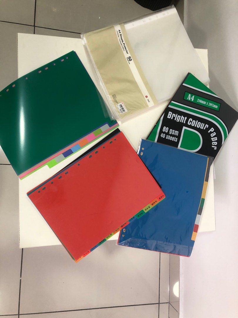 File separator, clear sheet, colour paper, Hobbies & Toys, Stationery ...