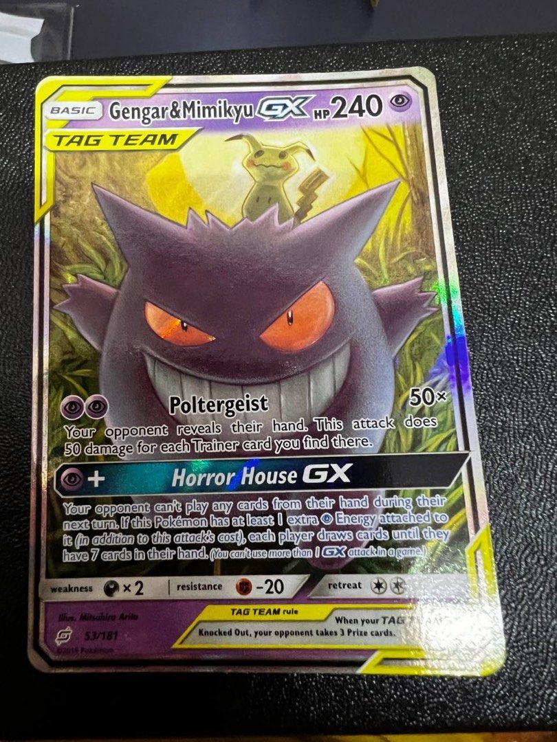 Gengar & Mimikyu GX Pokemon, Pokémon, Hobbies & Toys, Toys & Games on Carousell