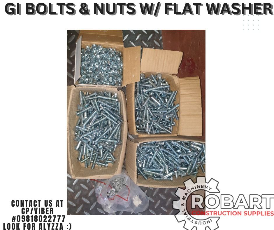 GI BOLTS & NUTS W/ FLAT WASHER, Commercial & Industrial, Construction ...