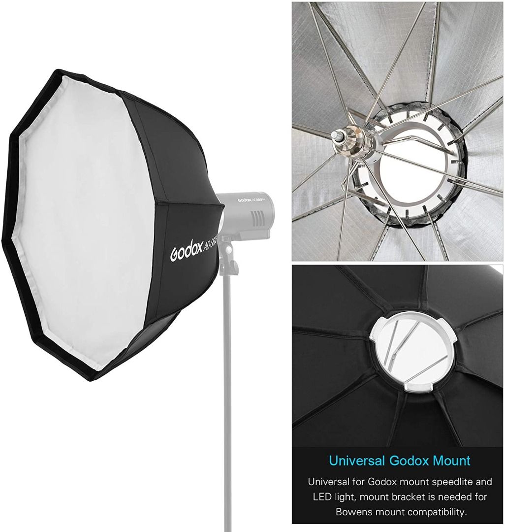 Godox AD-S60S ADS60S Umbrella Style 60cm Quick Fold Silver SoftBox with ...