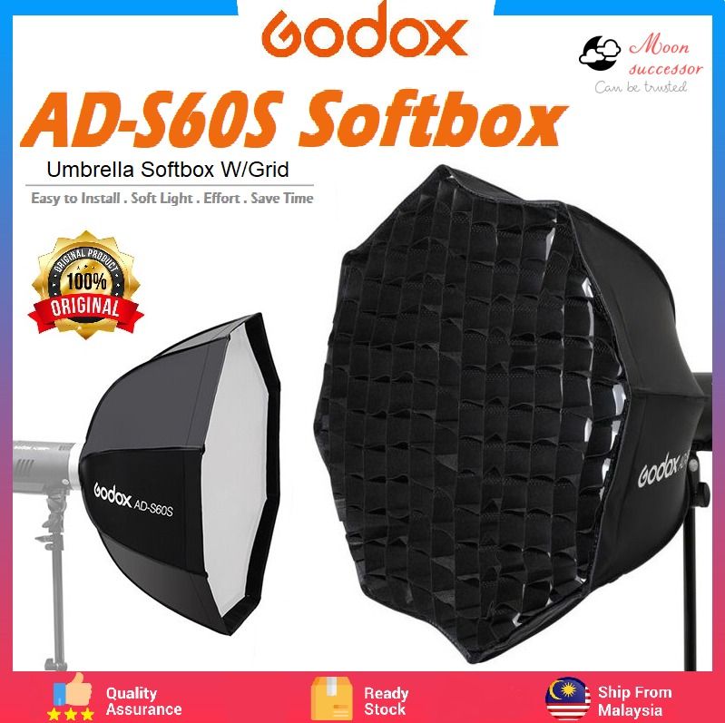 Godox AD-S60S ADS60S Umbrella Style 60cm Quick Fold Silver SoftBox with ...