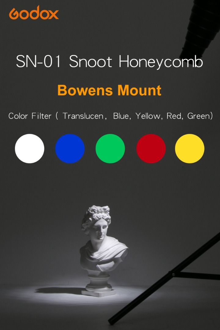Godox SN-01 Large Snoot 20cm Conical Snoot with Honeycomb and Color ...