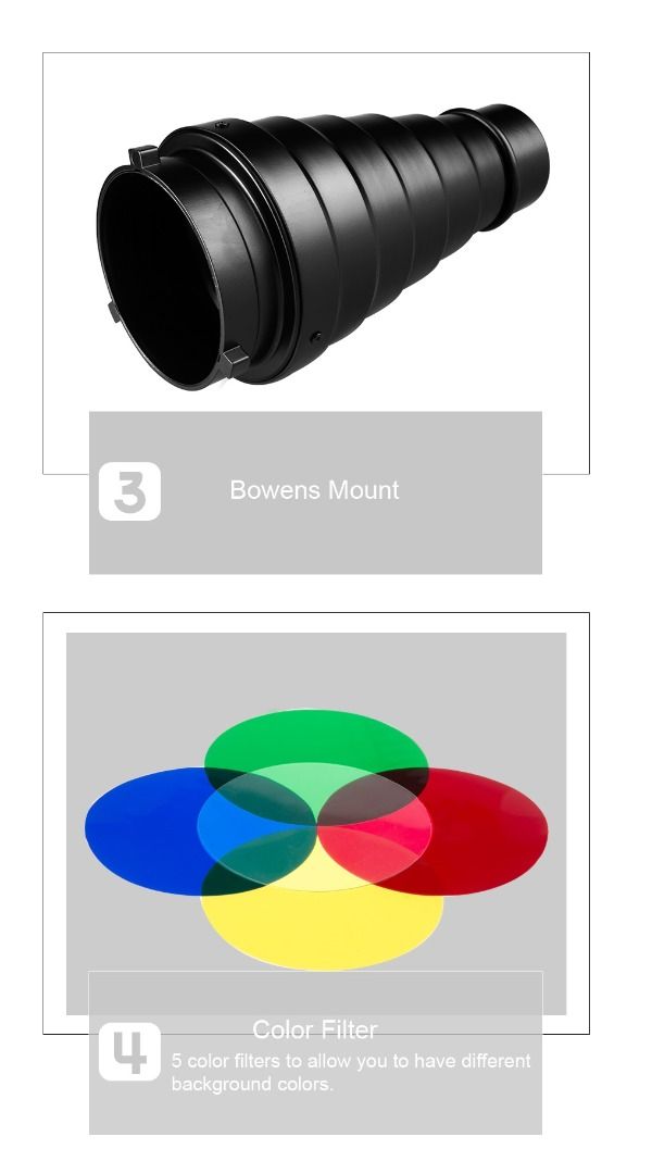 Godox SN-01 Large Snoot 20cm Conical Snoot with Honeycomb and Color ...