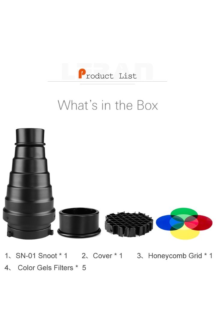 Godox SN-01 Large Snoot 20cm Conical Snoot with Honeycomb and Color ...