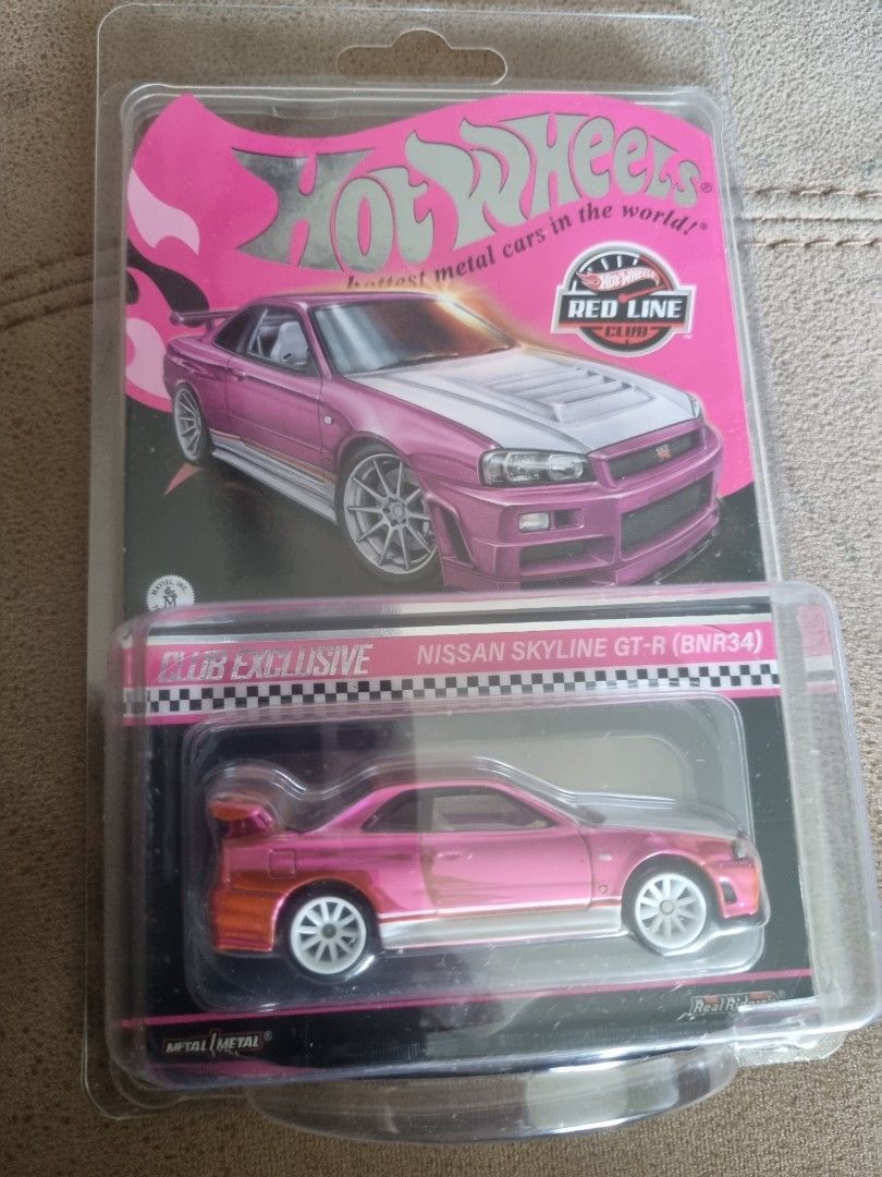 Hot Wheels RLC pink GTR R34, Hobbies & Toys, Toys & Games on Carousell