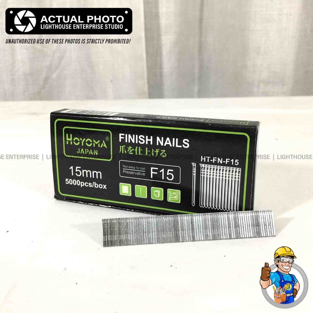 HOYOMA Japan 15mm Finish Nails For Air Brad Nailer Gun (HT-FN-F15 ...