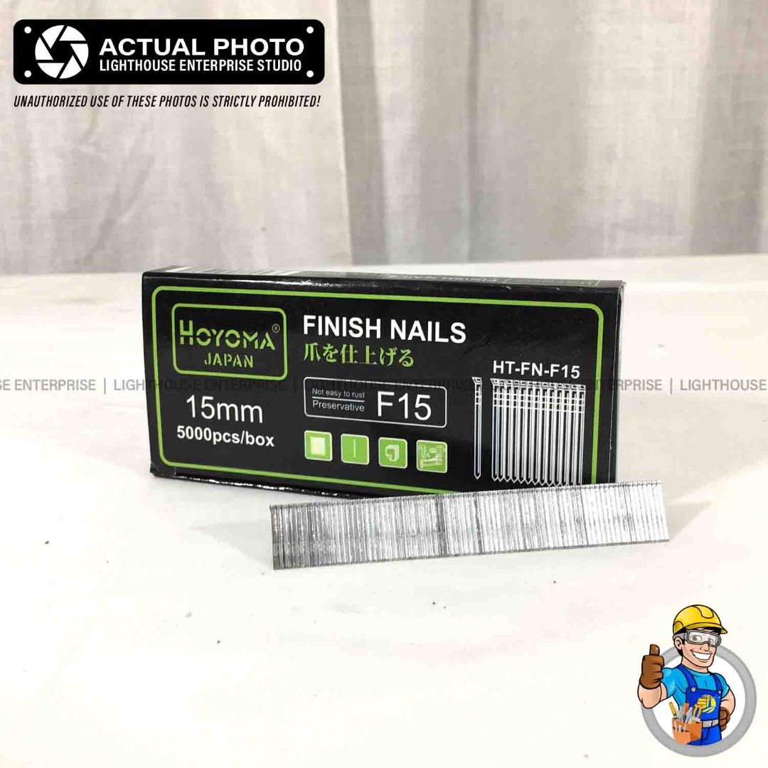 HOYOMA Japan 15mm Finish Nails For Air Brad Nailer Gun (HT-FN-F15 ...